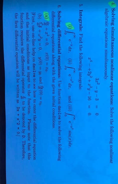 Solved 4 Solving Simultaneous Nonlinear Equations Solve Chegg Com