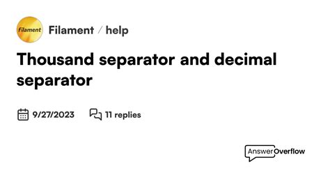 Thousand Separator And Decimal Separator Filament