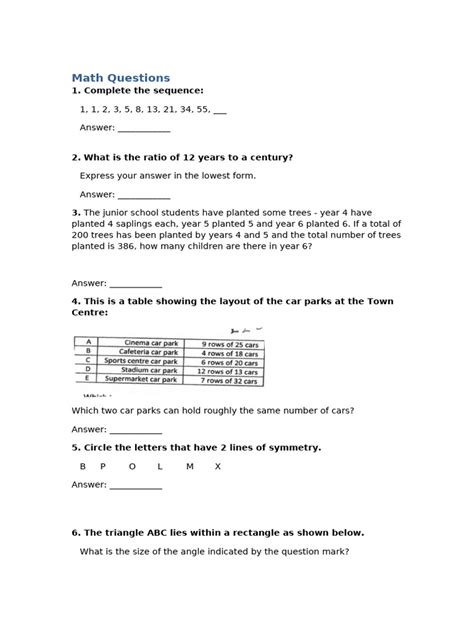Math Questions And Answers Guide Pdf Mathematics