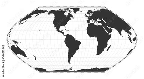 Vector World Map Eckert Vi Projection Plain World Geographical Map With Latitude And Longitude