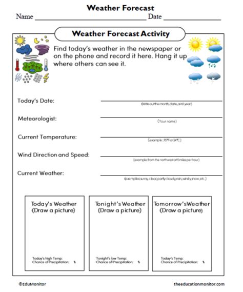 Weather Forecast Science Worksheet Edumonitor Science Math Language Arts