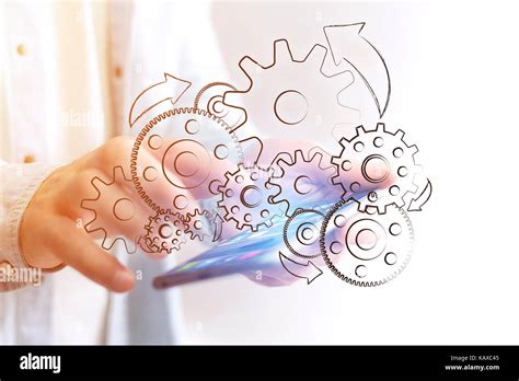 concept view of setting a technology interface with cogwheel gear