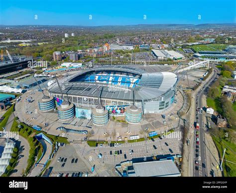 Manchester City Etihad Stadium Aerial Image 25th April 2023 Stock