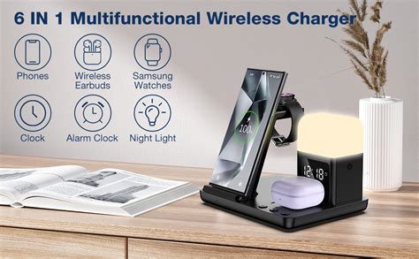 Amazon Com Wireless Charging Station For Samsung In Wireless Charger With Digital Alarm