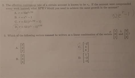 Solved 2 The Effective Continuous Rate Of A Certain Account