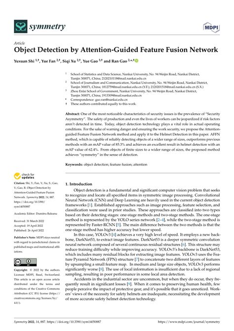 Pdf Object Detection By Attention Guided Feature Fusion Network