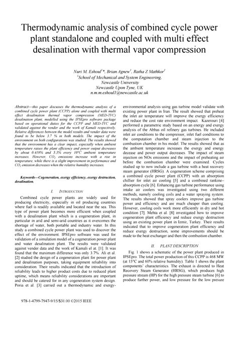 Pdf Thermodynamic Analysis Of Combined Cycle Power Plant Standalone