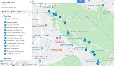 A Self Guided Map Revealing What To See On Appian Way Including Stops