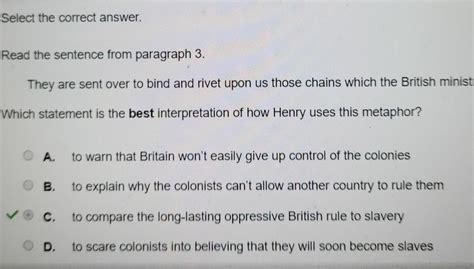 [free] Select The Correct Answer Read The Sentence From Paragraph 3