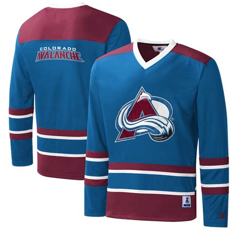 Colorado Avalanche Starter Cross Check Jersey V Neck Long Sleeve T