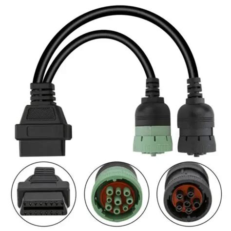 1pcs 6 Pin J1708 Or 9 Pin J1939 To 16 Pin Obd2 Obdii Adapter Cable Heavy Duty Truck Diagnostic