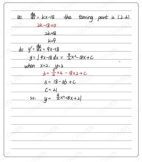 solved the gradient function of a curve dy dx kx 18 where k is a