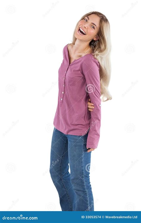 Cheerful Woman With Arms Behind Her Back Stock Images Image 33053574