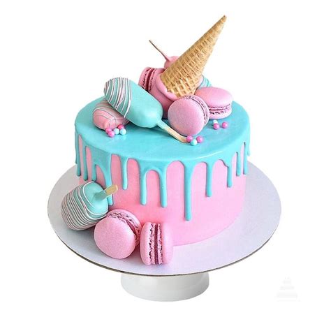 Delicious Macaron And Popsicle Cake Ice Cream Themed Cake With