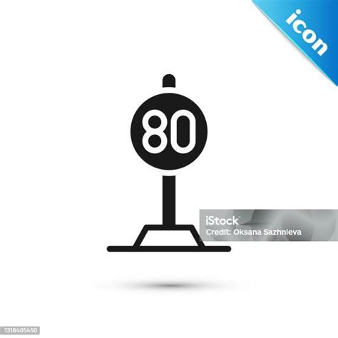 회색 속도 제한 트래픽 기호 80 흰색 배경에 격리 아이콘 벡터 80에 대한 스톡 벡터 아트 및 기타 이미지 80 가득 찬 거리 Istock