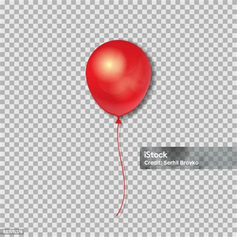 현실적인 3d 레드 Ballon 투명 한 배경에 고립 벡터 일러스트입니다 3차원 형태에 대한 스톡 벡터 아트 및 기타 이미지 3차원 형태 고무 공기 주입 Istock