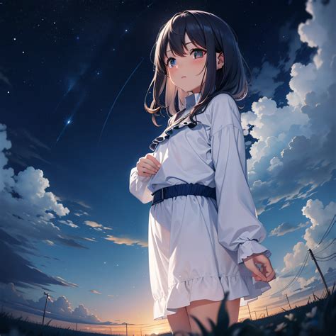 밤에 물질적인 구름이 있는 하늘 Seaart Ai