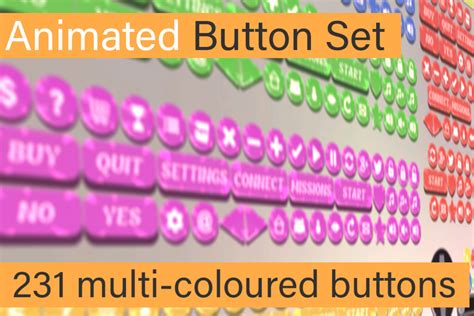 Animated Button Set 231 Multi Coloured Buttons 2d Unity Asset Store