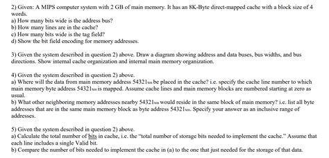 Solved 2 Given A Mips Computer System With 2 Gb Of Main