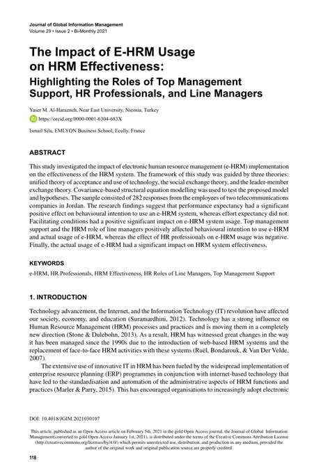 Pdf The Impact Of E Hrm Usage On Hrm Effectiveness Highlighting The