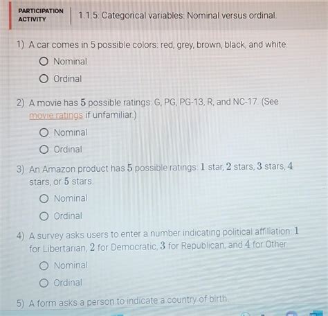 Solved Types Of Categorical Variables Two Types Of