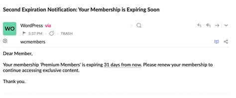Custom Add Second Expiration Email Notification For Woocommerce Memberships