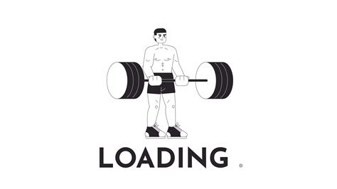 Animated Bw Powerlifter Loader Latino American Man Deadlifting Flash