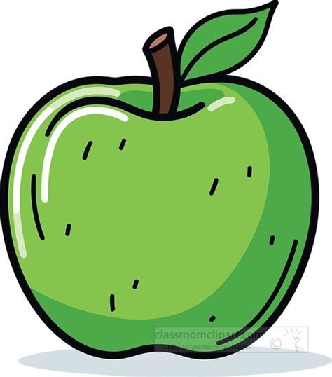 Fruit Clipart Green Apple With Leaf And Stem Clip Art