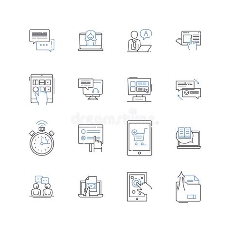 digital media line icons collection interactivity convergence accessibility engagement