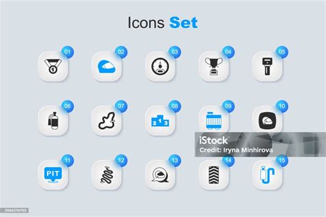 자동차 타이어 휠 레이싱 트랙 헬멧 피트 스톱 머플러 메달 및 스포츠 우승자 연단 아이콘에 대한 상을 설정합니다 벡터 거리에 대한 스톡 벡터 아트 및 기타 이미지 Istock