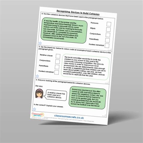 Year 6 Recognising Devices To Build Cohesion Application Resource Classroom Secrets