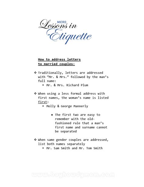 Micro Lessons In Etiquette How To Address Envelopes Basic Babe Howdy Mom
