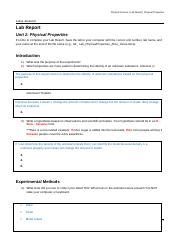 Unit Lab Report Physical Properties Docx Physical Science Lab Report Physical