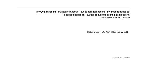 Pdf Python Markov Decision Process Toolbox Documentation · Pdf