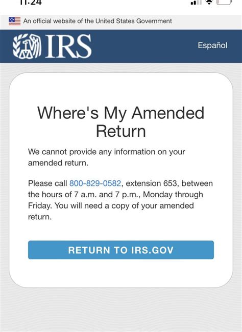 Amended Return R Irs