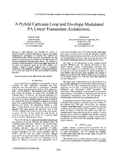Pdf A Hybrid Cartesian Loop And Envelope Modulated Pa Linear
