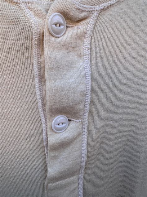 Vintage 1960s Military Issue Henley Undershirt Desert Moss Vintage