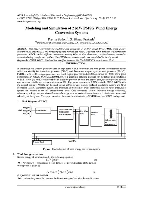 Modeling And Simulation Of MW PMSG Win IOSR Journal Of Electrical And Electronics