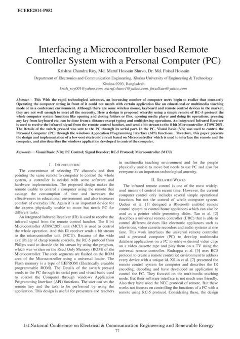 Pdf Interfacing A Microcontroller Based Remote Controller · Interfacing A Microcontroller