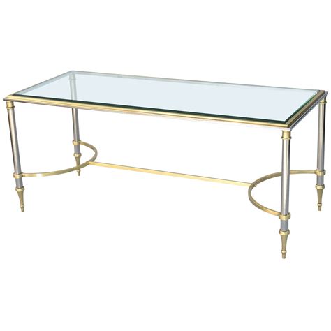 Vintage Style Low Coffee Table Solid Brass Steel And Toughened Glass