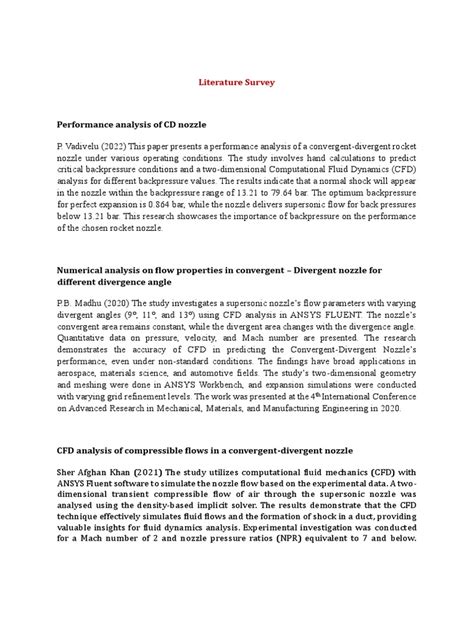 Literature Survey Pdf Computational Fluid Dynamics Fluid Dynamics