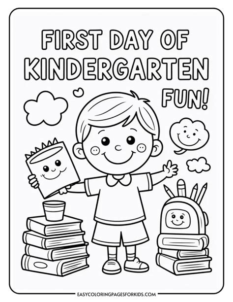 First Day Of Kindergarten Coloring Page 5 Free Pdf Pages Easy