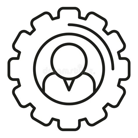 Gear Work Icon Outline Vector Business Human Stock Vector