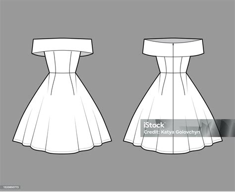 드레스 오프 숄더 바르도 기술 패션 일러스트와 민소매 몸에 장착 무릎 길이 원형 스커트 0명에 대한 스톡 벡터 아트 및 기타 이미지 0명 결혼식 공단 Istock