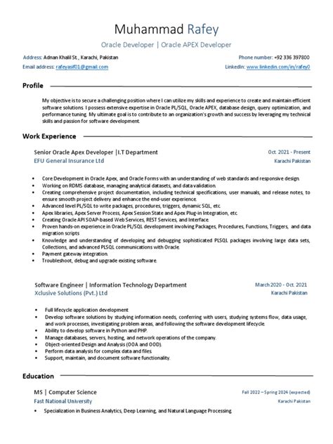 resume muhammad rafe y pdf pl sql databases