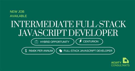 Acuity Consultants On Linkedin Intermediate Full Stack Javascript Developer Build Bespoke