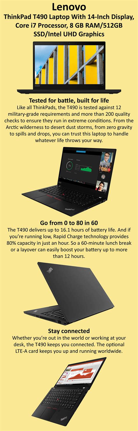 Lenovo Thinkpad T490 Laptop With 14 Inch Display Core I7 Processor 8 Gb Ram 512gb Ssd Intel Uhd