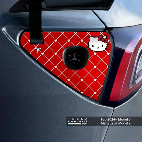 Hello Kitty Tesla Charge Port Wrap Model Y Tesla Emblems