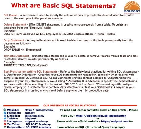 Sqlpost Academy On Linkedin Ss Sqlstatements Sqlstatement