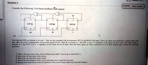 Solved Consider The Following 3 Bit Linear Feedback Shift Register